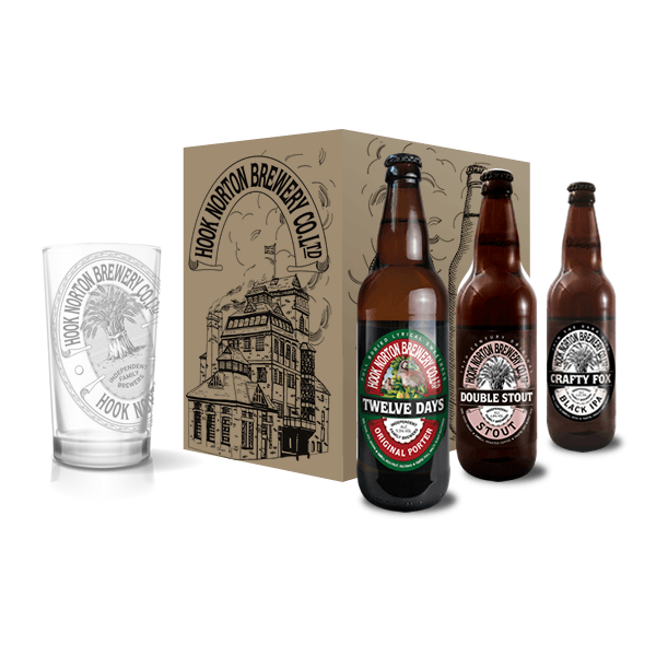 Dark Ales Three Bottle Beer & Pint Glass Pack - Hook Norton Brewery