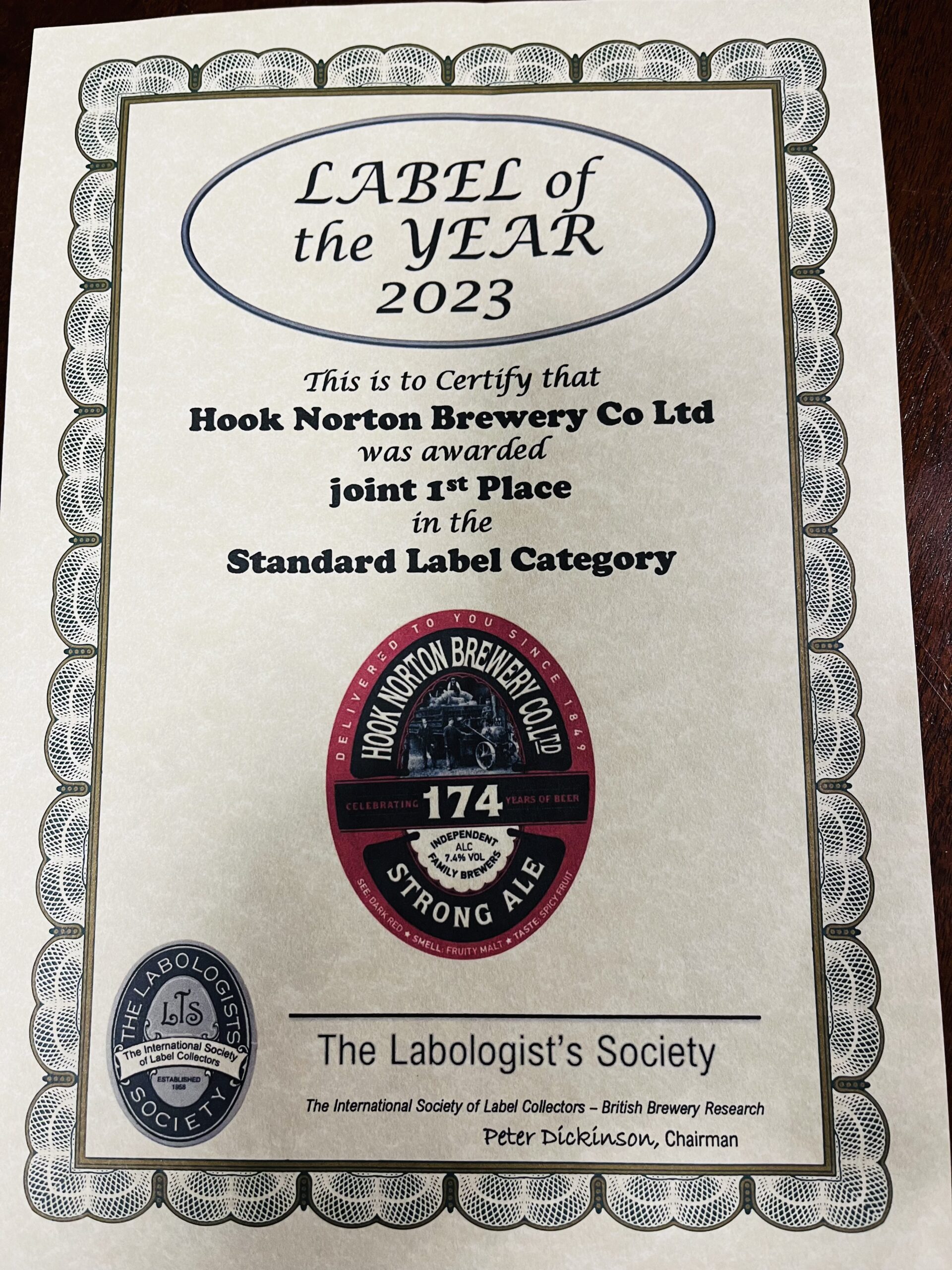 174 wins Label of the Year 2023 - Hook Norton Brewery